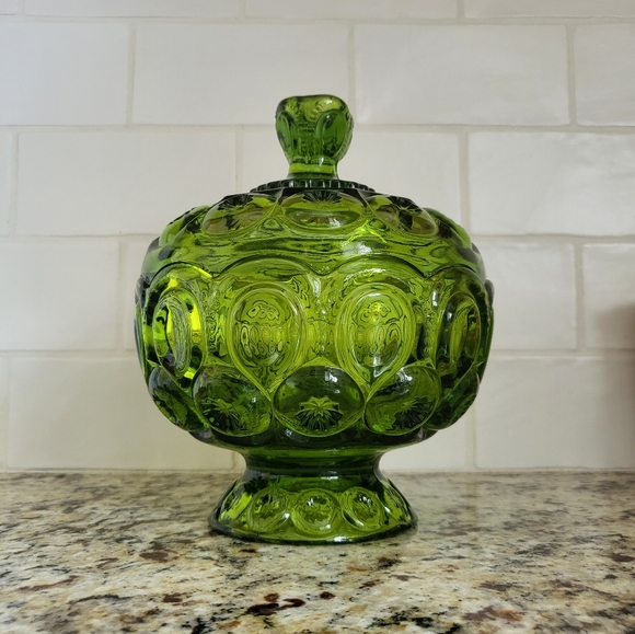 Le Smith | Art | Le Smith Glass Moon And Stars Compote Green Pedestal ...